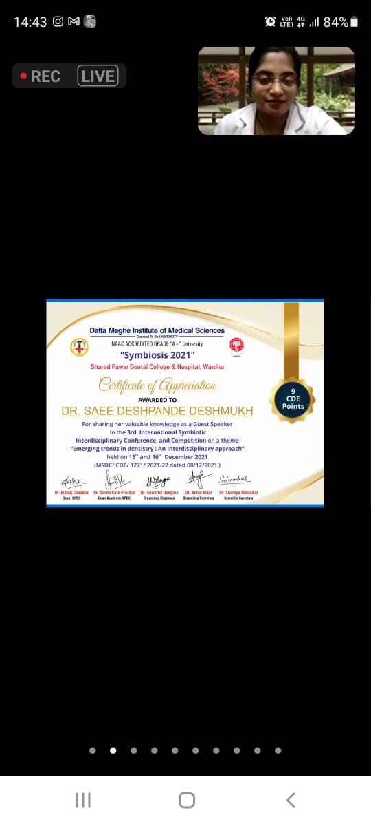 Dr. Saee Deshpande delivered Online Guest Lecture on “Research Avenues ...