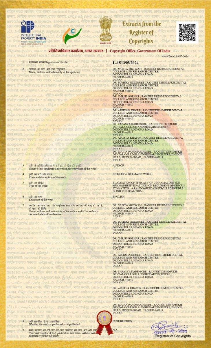 Dr. Mukta Motwani, Dr. Bushra Siddiquee, Dr. Smriti Golhar, Dr. Apeksha Dhole, Dr. Tapasya ...